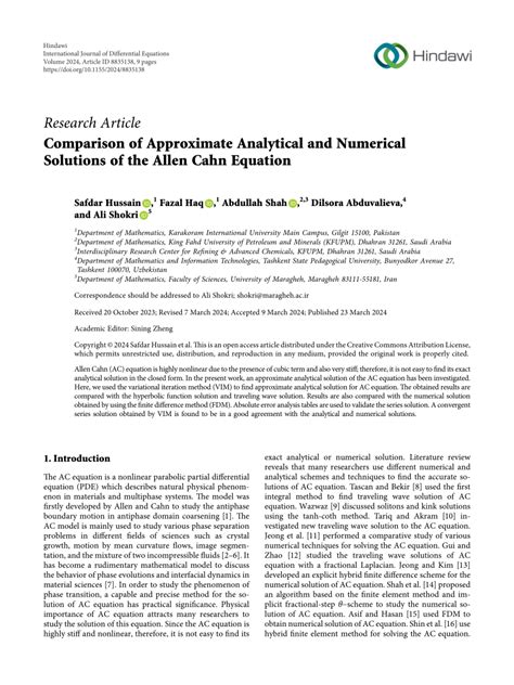 Pdf Comparison Of Approximate Analytical And Numerical Solutions Of