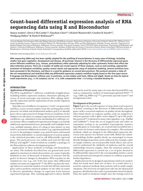 count based differential expression analysis of rna sequencing data using r and bioconductor pdf