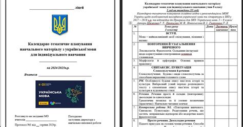 Календарне тематичне планування навчального матеріалу з української мови для індивідуального