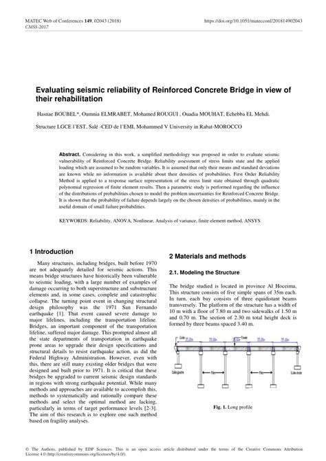 Pdf Evaluating Seismic Reliability Of Reinforced Concrete Bridge In View Of Their Rehabilitation