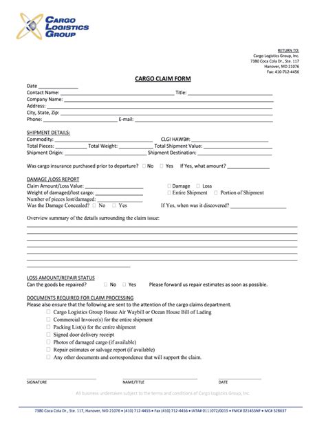Cargo Claim Form Fill Out And Sign Online Dochub