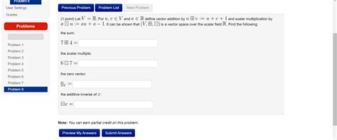 solved 1 point let v r for u v∈v and a∈r define vector
