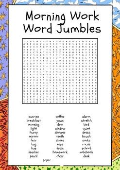Morning Work Word Jumbles Word Search Puzzle Worksheet Activity By