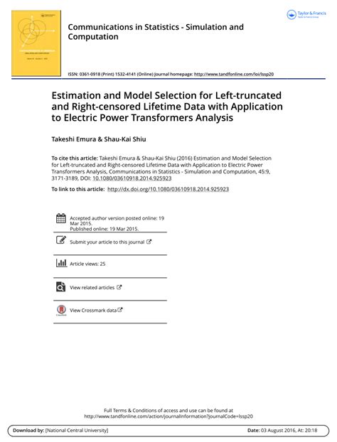 Pdf Estimation And Model Selection For Left Truncated And Right Censored Lifetime Data With