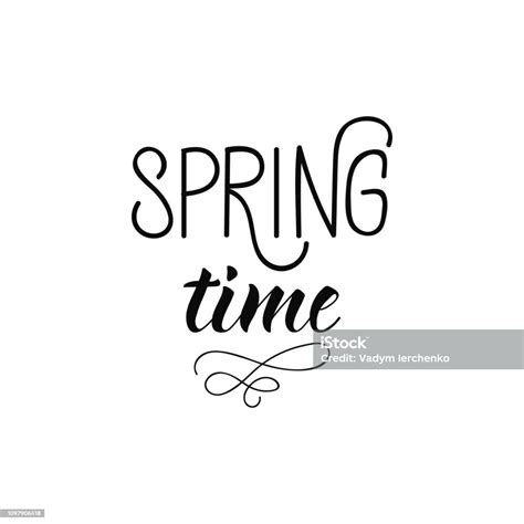 봄 시간 엽서입니다 계절 구입니다 현대 서 예입니다 흰색 배경에 고립 잉크 그림입니다 3월에 대한 스톡 벡터 아트 및 기타 이미지 Istock