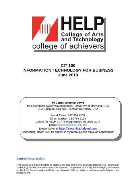 Business Information Technology Docsity