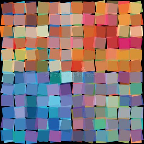 Colorful Squares Grid Slightly Overlapping Rectangles Made Up Of Warm And Cold Tones Stock