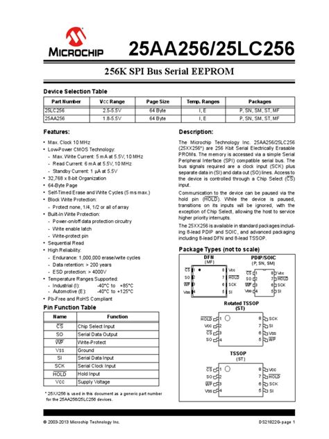 25aa25625lc256 256k Spi Bus Serial Eeprom Pdf Electronic Design Computer Engineering