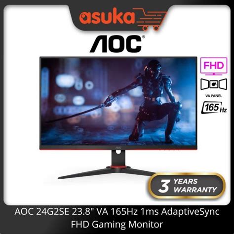 Aoc 24g2se 238 Va 165hz 1ms Adaptivesync Fhd Gaming Monitor Lazada