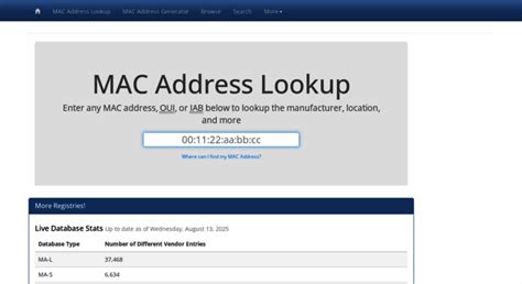 Access Mac Address Lookup Mac Oui Iab Ieee Vendor Manufacturer Search