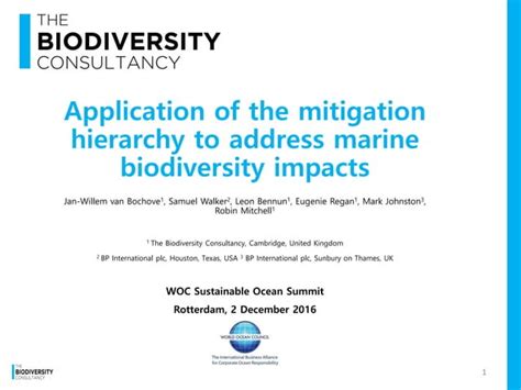 Mitigation Hierarchy And Marine Biodiversity Impacts Ppt