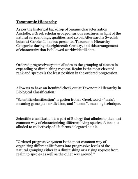 Taxonomic Hierarchy Afterward A Swedish Botanist Carolus Linnaeus