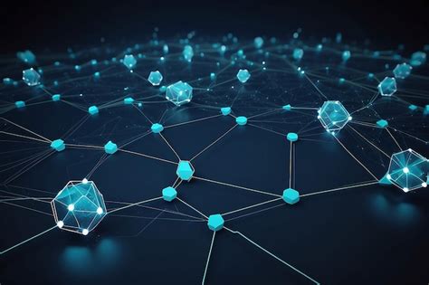 Premium Photo Abstract Hexagons With Nodes Digital Geometric With Lines And Dots On Blue