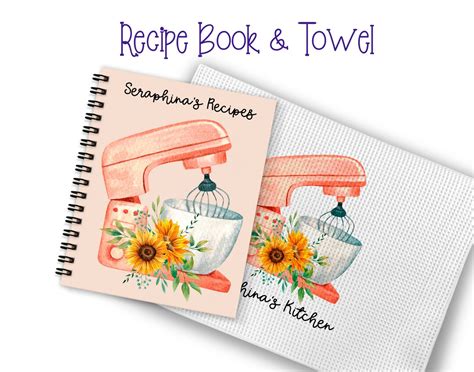 Spiral Bound Soft Laminate Cover Recipe Book Personalized Recipe Notebook Watercolor Mixer