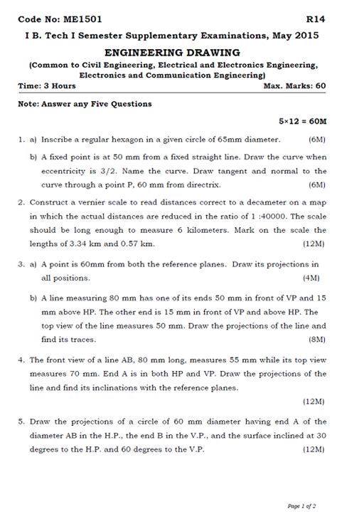 Gec Engineering Drawing May 2015 Question Paper University Question Papers