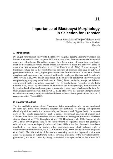 Pdf Importance Of Blastocyst Morphology In Selection Of Cells