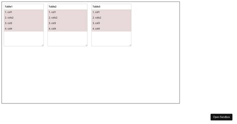 Dragging Table Linking Forked Codesandbox