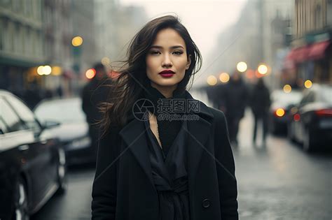 女人站在街上高清图片下载 正版图片600969553 摄图网