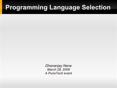 Programming Language Selection