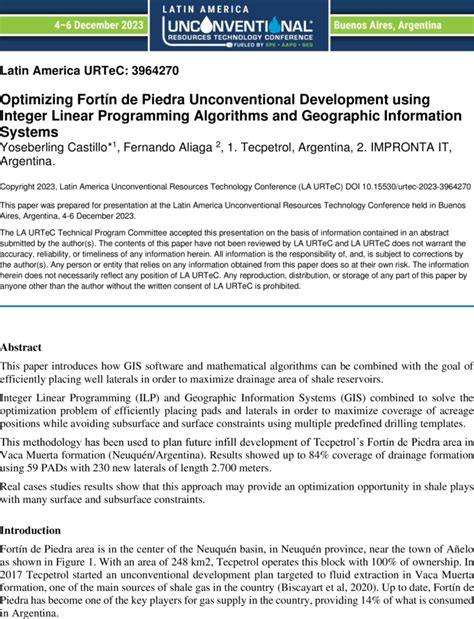 Aapg Datapagesarchives Optimizing Fortín De Piedra Unconventional