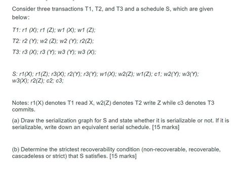 solved consider three transactions t1 t2 and t3 and a