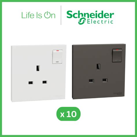 Schneider Avataron C 13a Switch Socket Outlet With Sirim Dark Grey White 10 Pcs Lazada