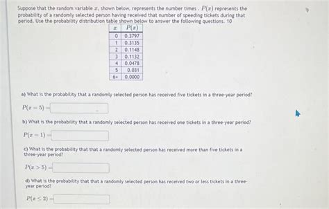 solved suppose that the random variable x shown below