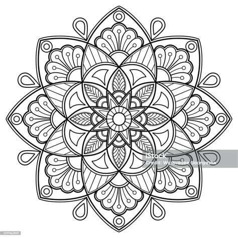 만다라 색칠 공부책 벽지 디자인 타일 패턴 셔츠 인사말 카드 스티커 레이스 패턴과 문신 인테리어 디자인 장식 벡터 민족 동양 원 장식 흰색 배경 0명에 대한 스톡 벡터 아트
