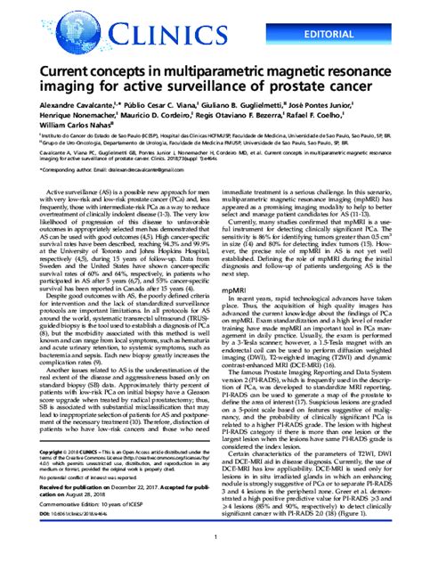 Pdf Current Concepts In Multiparametric Magnetic Resonance Imaging For Active Surveillance Of