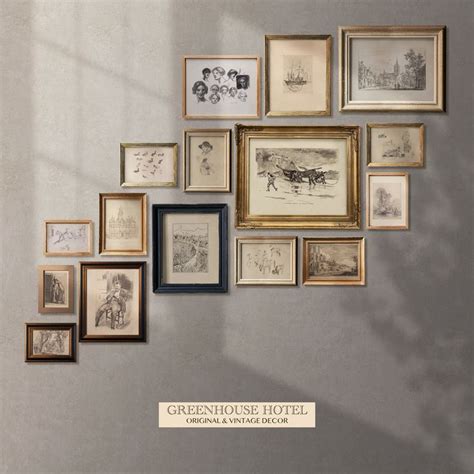Vintage Sketch Art Prints Antique Etchings Gallery Wall Set Digital