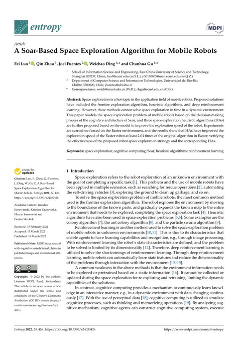 Pdf A Soar Based Space Exploration Algorithm For Mobile Robots