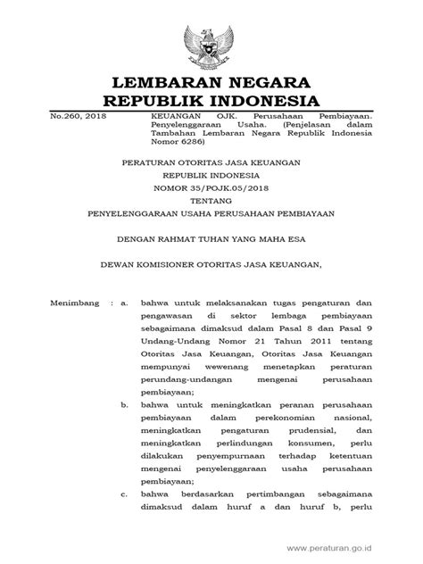 Pojk Ri Nomor 35 Pojk 05 2018 Pdf