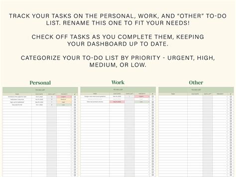 Task Tracking Spreadsheet Task Planner Digital To Do List Etsy