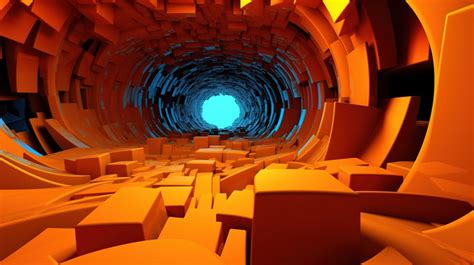 Cube Animation An Animated Video Showing A Tunnel Of Orange Cubes