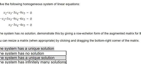 Answered Ive The Following Homogeneous System Of Linear Equations X2