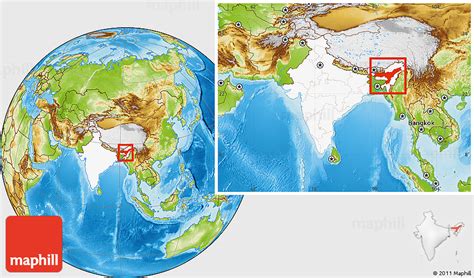 Physical Location Map Of Assam Highlighted Country Within The Entire Country