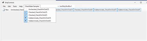 Add Checkable Toolstrip Menu Items And Buttons To Test Applications · Issue 9005 · Dotnet