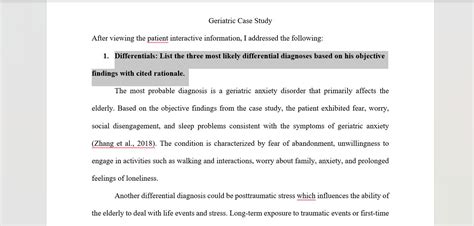 Solution NU 643 Week 12 Assignment 1 Geriatric Case Study