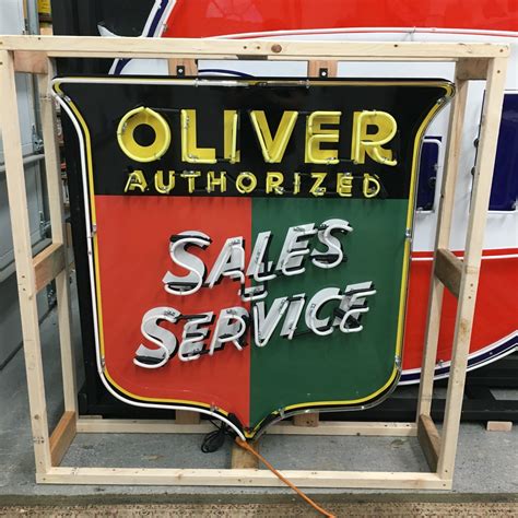 Oliver Neon Sign Oliver Sales Service Garage Signs For Men Retro