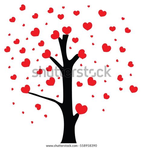 Tree Red Hearts Stock Vector Royalty Free Shutterstock