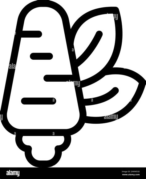 Simple Parsnip Icon With A Thick Outline Depicting The Root Vegetable And Its Leaves Stock Simple Parsnip Icon With A Thick Outline Depicting The Root Vegetable And Its Leaves Stock