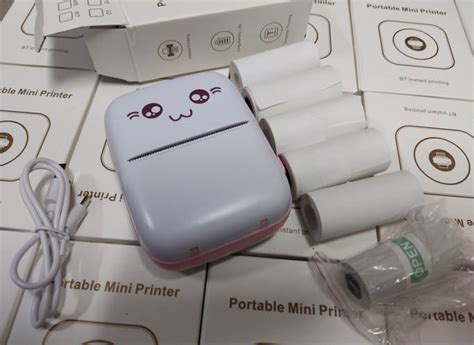 Портативный мини принтер 6 рулонів Mini Printer термопринтер карманный ...