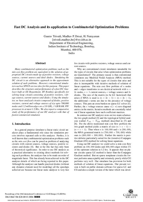Pdf Fast Dc Analysis And Its Application To Combinatorial