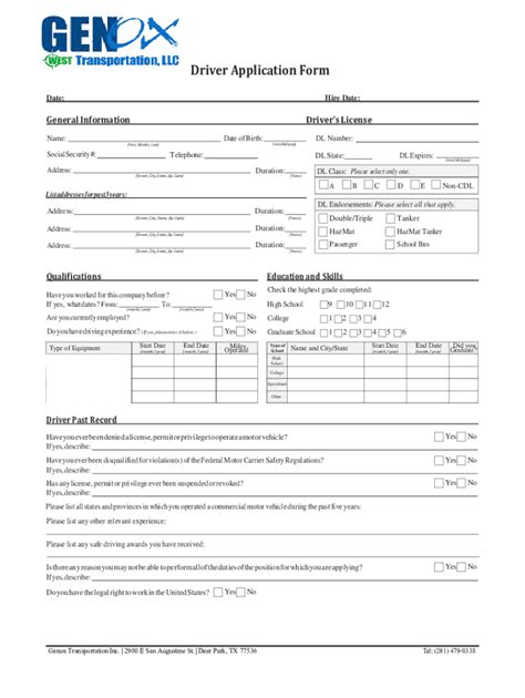 Fillable Online Dfl Driver Application Form Fax Email Print Pdffiller