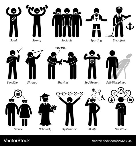 Positive Personalities Character Traits Stick Vector Image