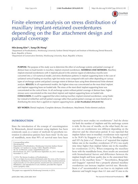 Pdf Finite Element Analysis On Stress Distribution Of Maxillary Implant Retained Overdentures