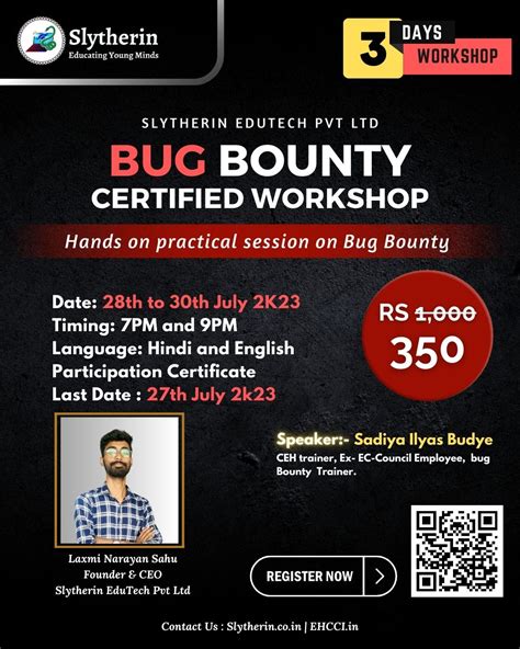 Slytherin Edutech Pvt Ltd On Linkedin Bugbounty Workshop