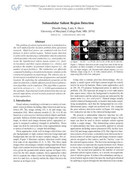 Pdf Submodular Salient Region Detection
