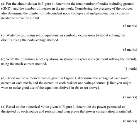 solved a for the circuit shown in figure 1 determine the