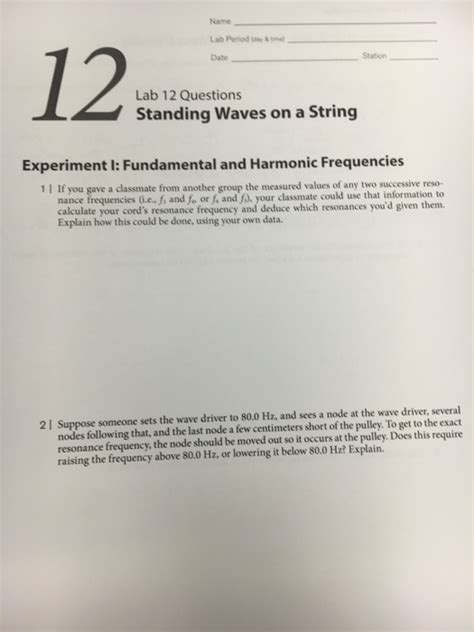 Solved Lab 12 Standing Waves On A String Introduction A